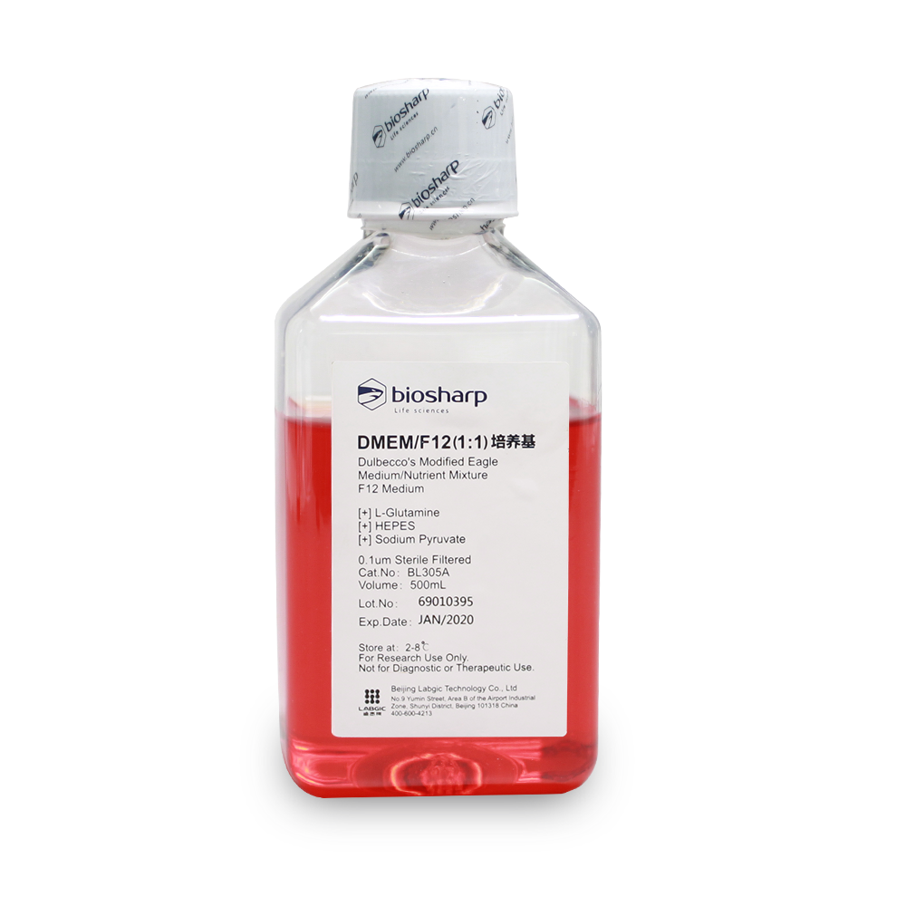 DMEM/F12 (1:1) 培养基 含L-谷氨酰胺、丙酮酸钠，HEPES 500ml - 炼石商城